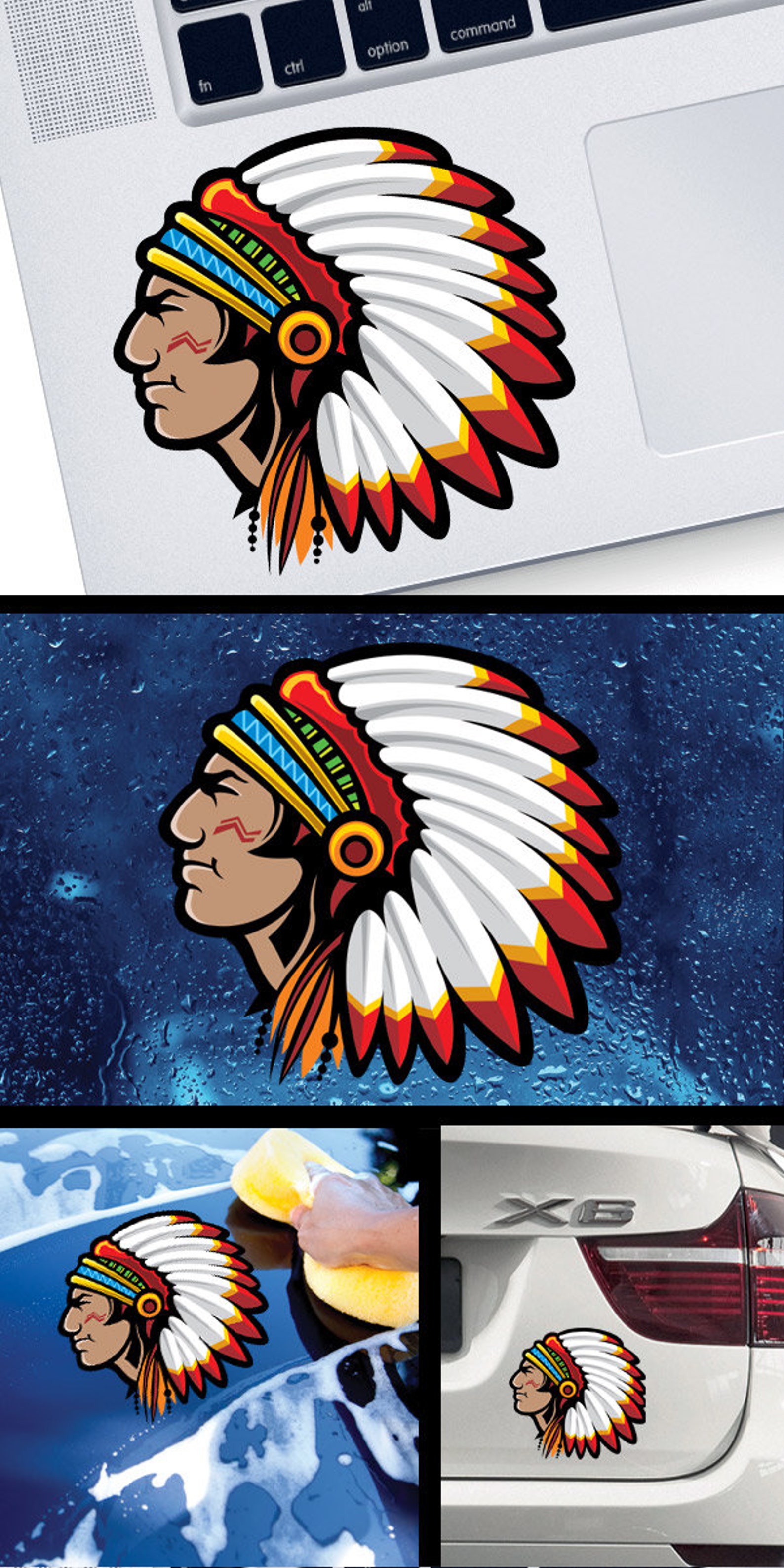 Decal Sticker Indian American Navajo Apache Cherokees Geronimo Oglala ...