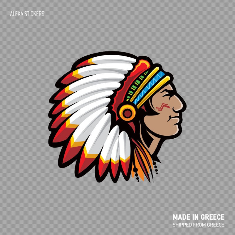 Decal Sticker Indian American Navajo Apache Cherokees Geronimo Cartoon ...