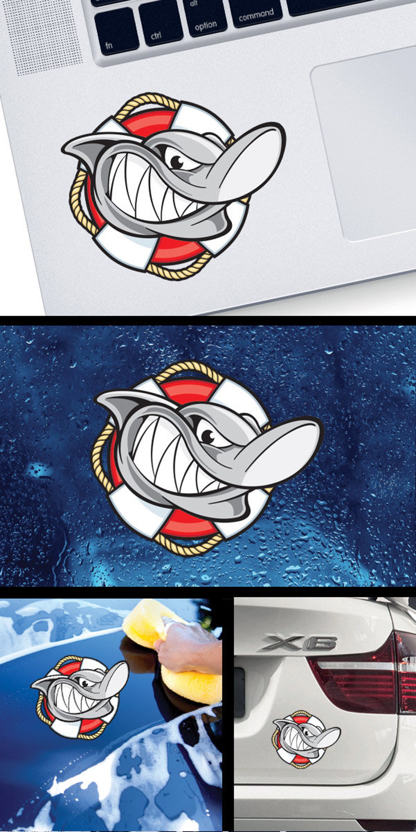 Decal Sticker Shark Lifeguard Beach Boat Pool Safety Top Quality Vinyl ...
