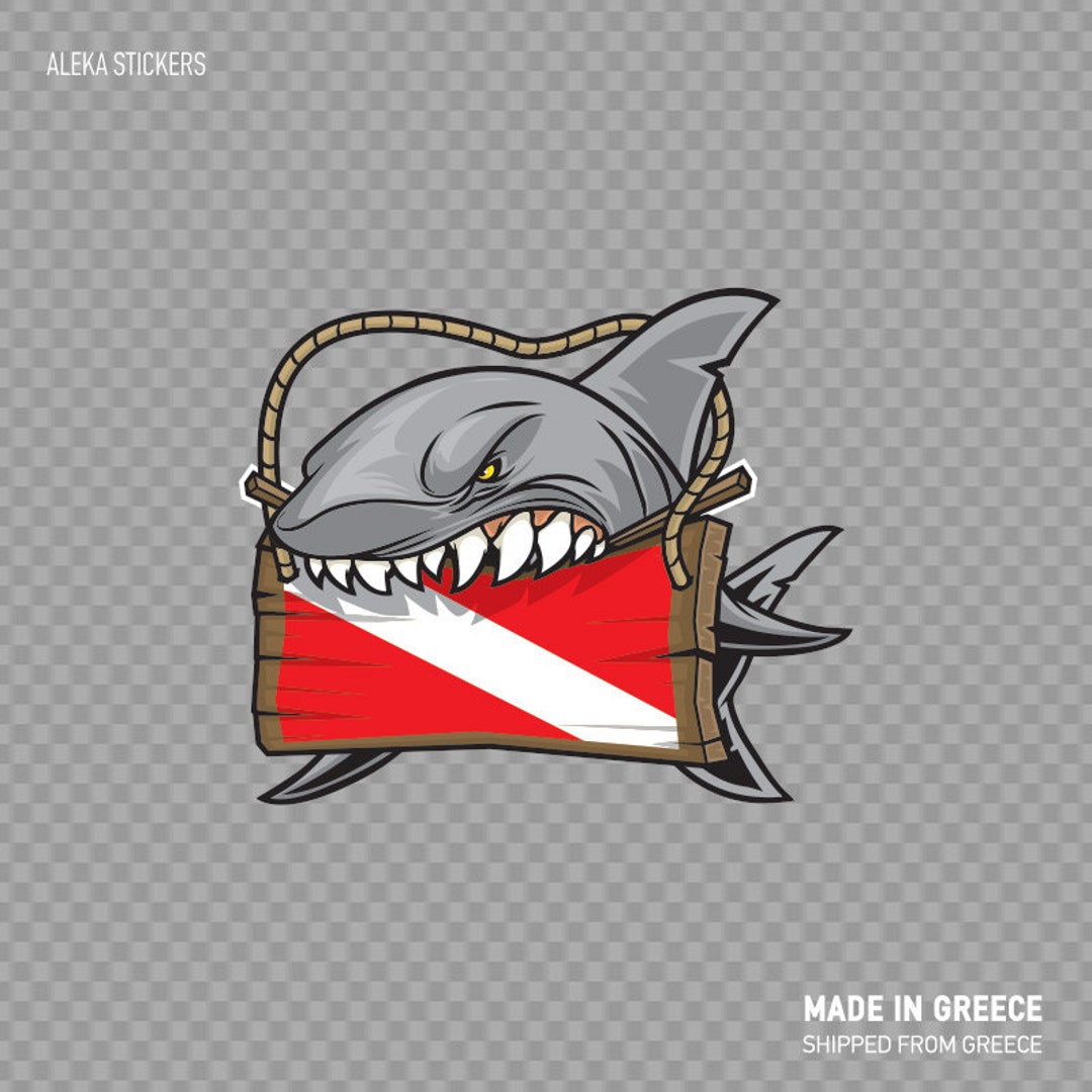 Decal Sticker Shark Scuba Flag Boat Decoration Diving Dive Diver ...