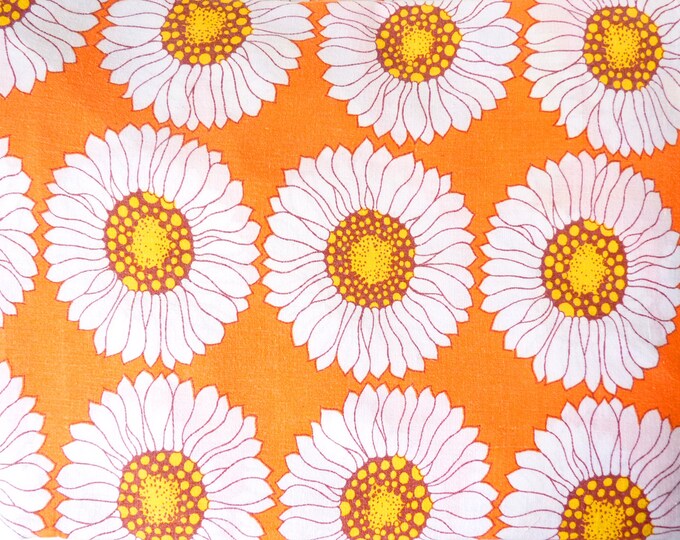 70er Jahre Sonnenblumen, Original Vintage Flower Power Stoff, Große ...