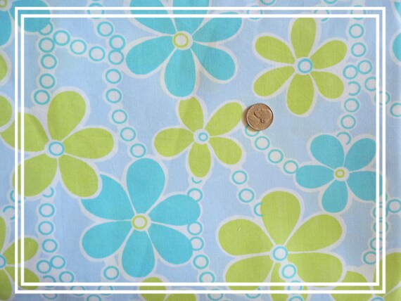 Vintage MOD Fabric Bright Flower Power Pink Red Blue Green Large ...