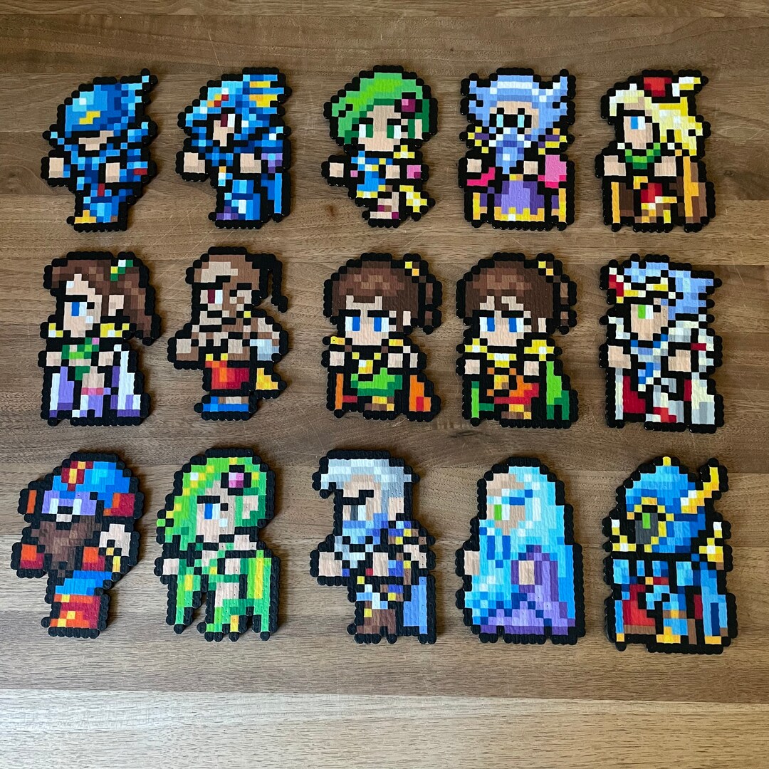Final Fantasy IV: Perler Bead Sprites - Cecil, Kain, Rosa, Rydia, Edge ...