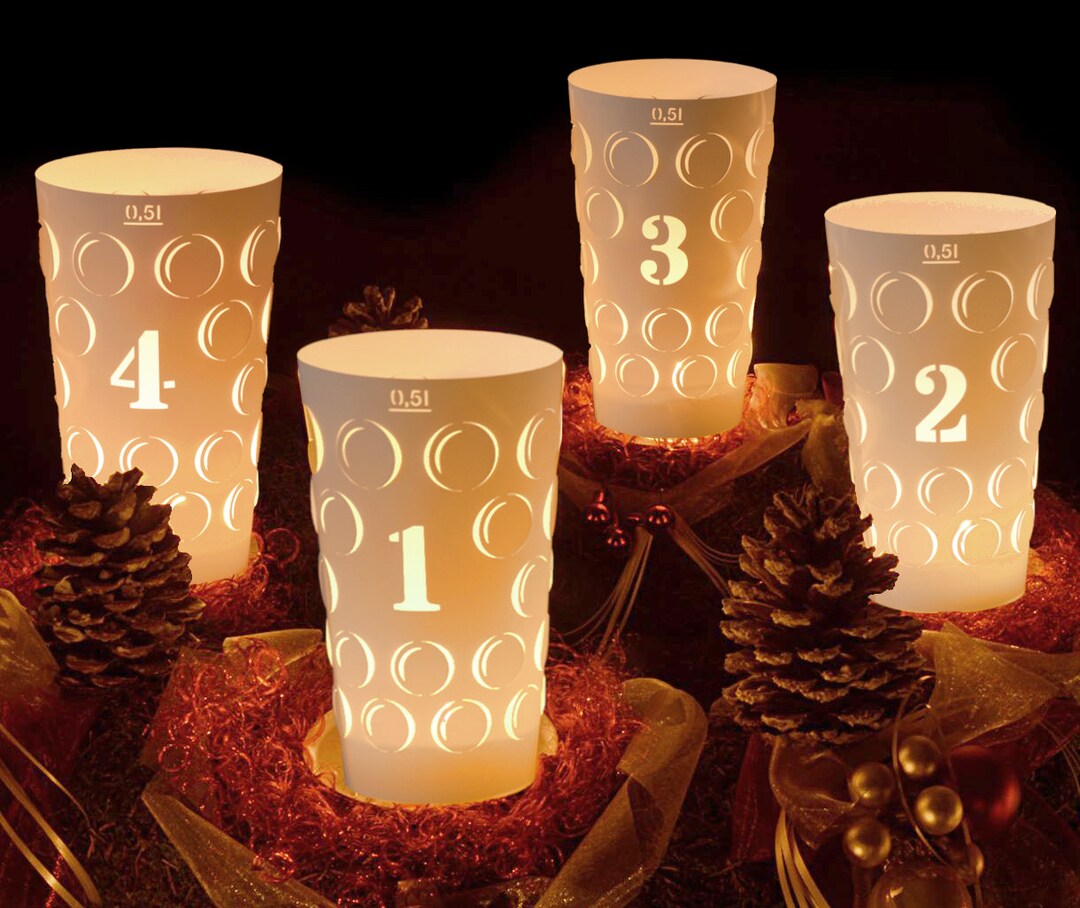 Dubbe Light 0.5L Set of 4 Advent, Palatinate Dubbe Glass Lantern ...