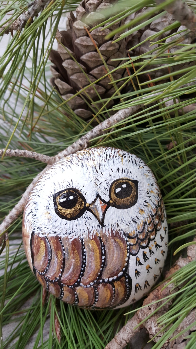 Realistic Owl Painted Rock Owl Theme Animal Stone Original - Etsy