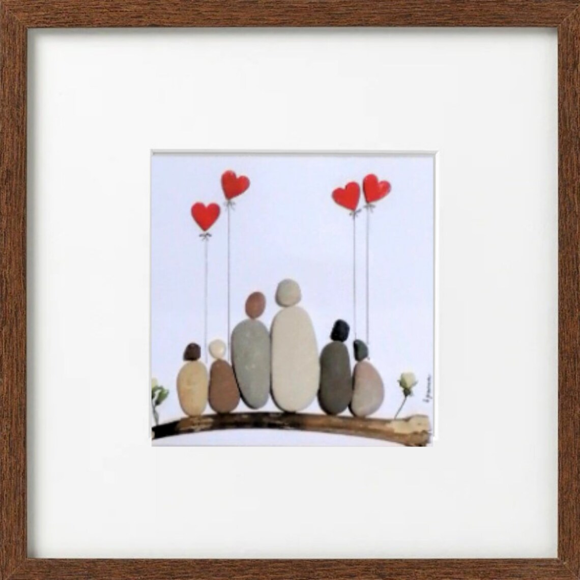 Pebble Art Family of 6 Pebble Family Whit Children Pebble - Etsy