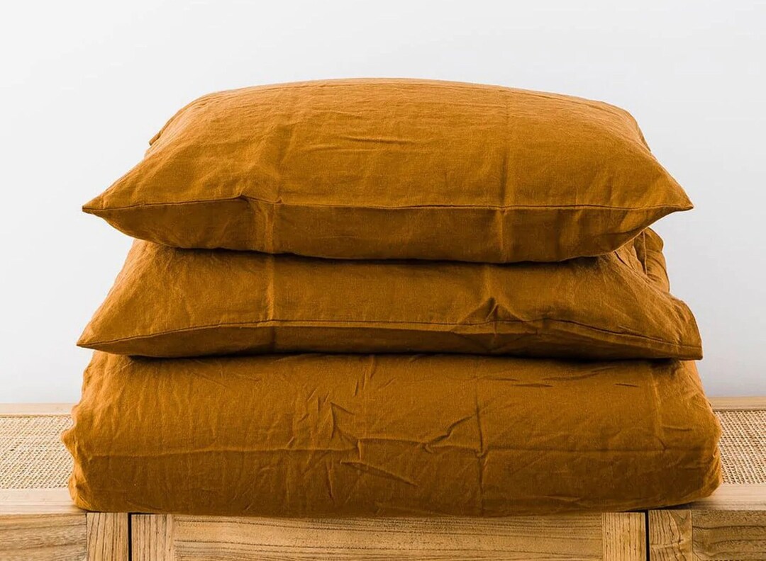 Rust Orange Duvet Cover Boho Bedding Linen Duvet Cover - Etsy