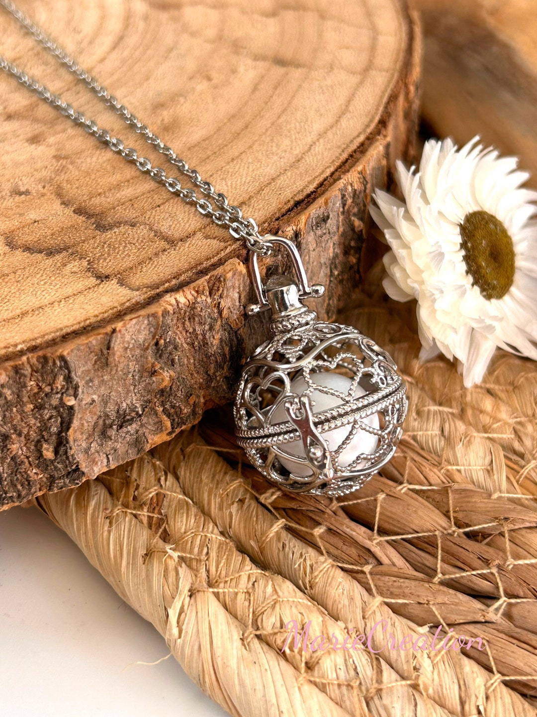 Pregnancy Bola Cage With Hearts Maternity Necklace for Pretty Gift ...