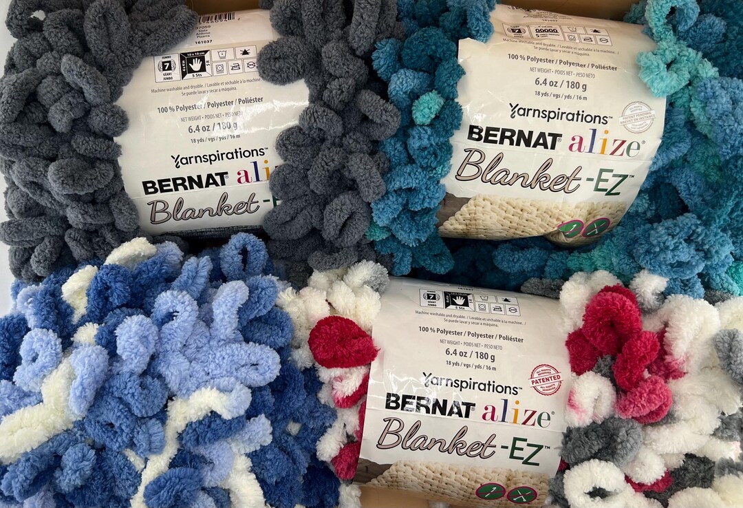 1 Skein Bernat Alize Blanket EZ 4 Colors Slate, Seaport Teal, Denim ...