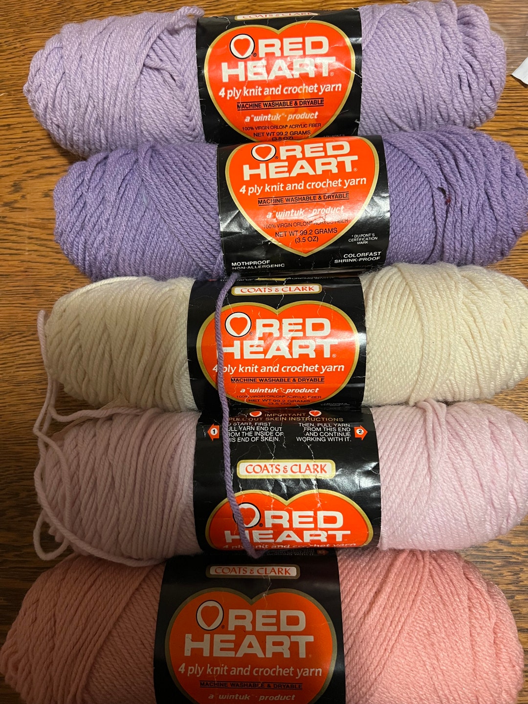 5 Skeins Vintage Red Heart Orlon Acrylic Yarn 3.5 Ounce Pink Mix - Etsy