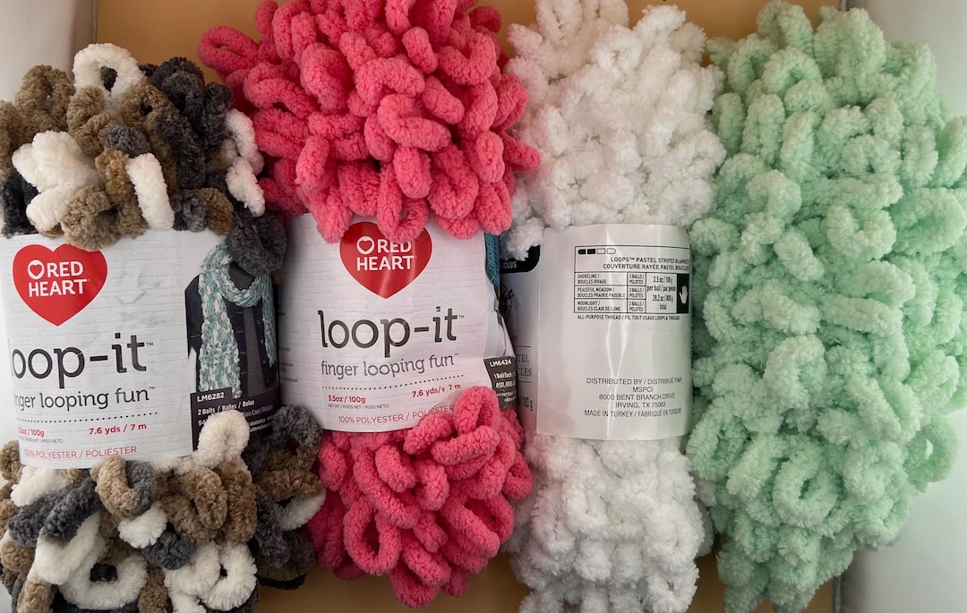 1 Skein Loop-it Yarn Mostly Red Heart 4 Colors Available Big Twist ...