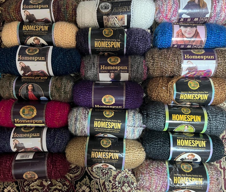 1 Skeins Vintage Homespun Yarn by Lion - 20 Colors Available 6 Ounces ...