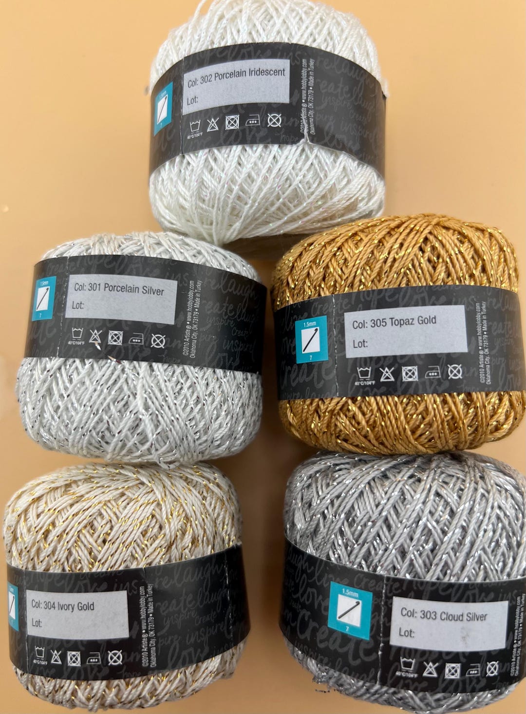 5 - 60 Yard Spools Artiste Egyptian Cotton Crochet Thread 10weight ...