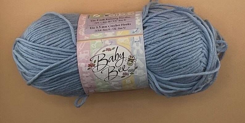 1 Skein Baby Bee Hushabye Solid Cotton Acrylic Baby Blue 3.5 Ounce ...