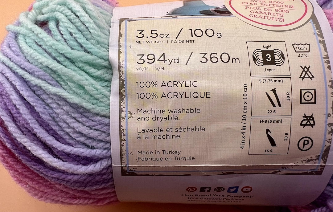 1 Skein Ice Cream Lion Brand UBE 3.5 Ounce Acrylic - Etsy