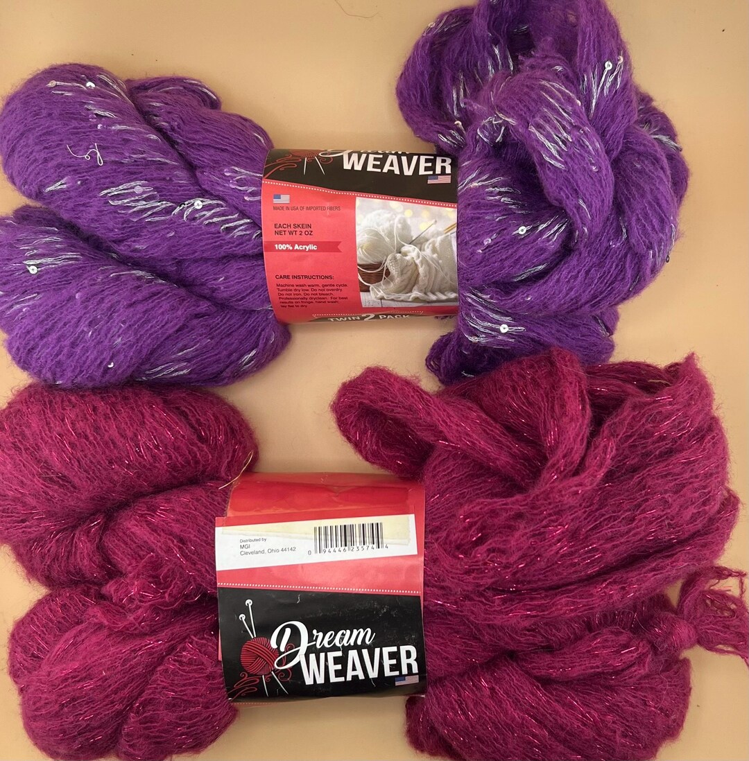 1 Twin Pack Dream Weavers Acrylic Yarn Metallic Purple or Raspberry ...