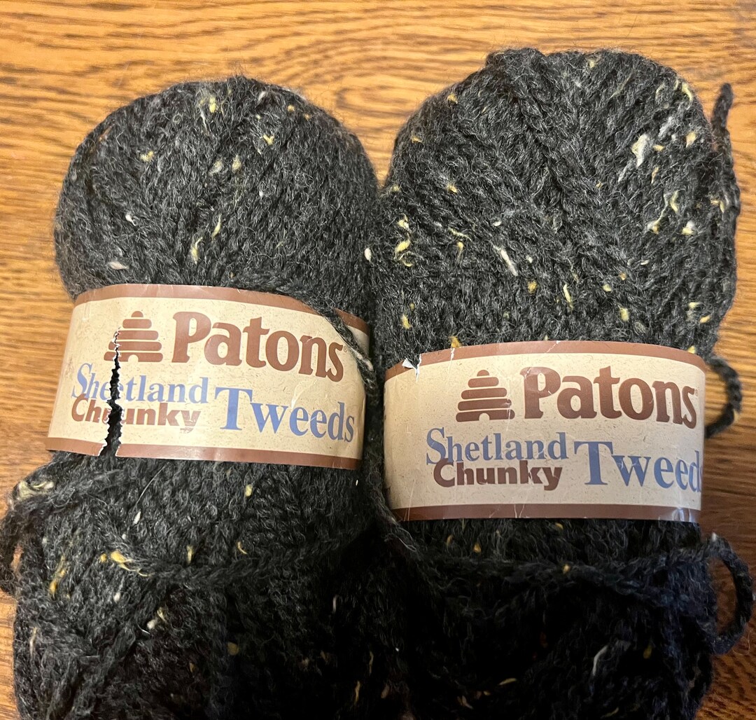2 Skeins Patons Shetland Tweed Chunky Charcoal 25% Wool - Etsy