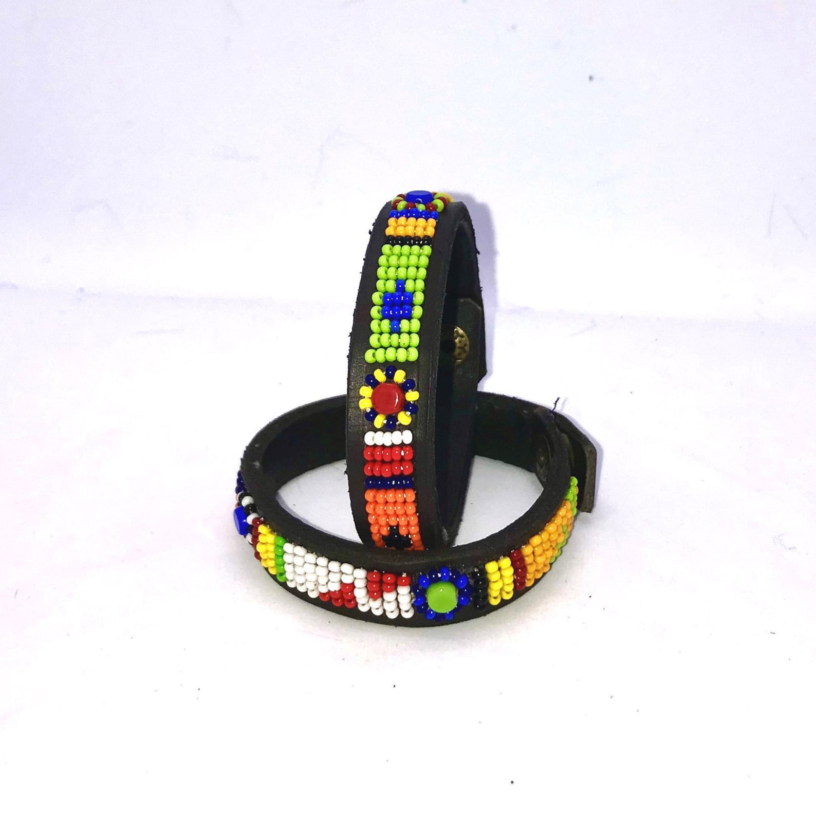 Beaded Leather Wrist Bands From the Kenyan Maasai. Tracked Delivery ...