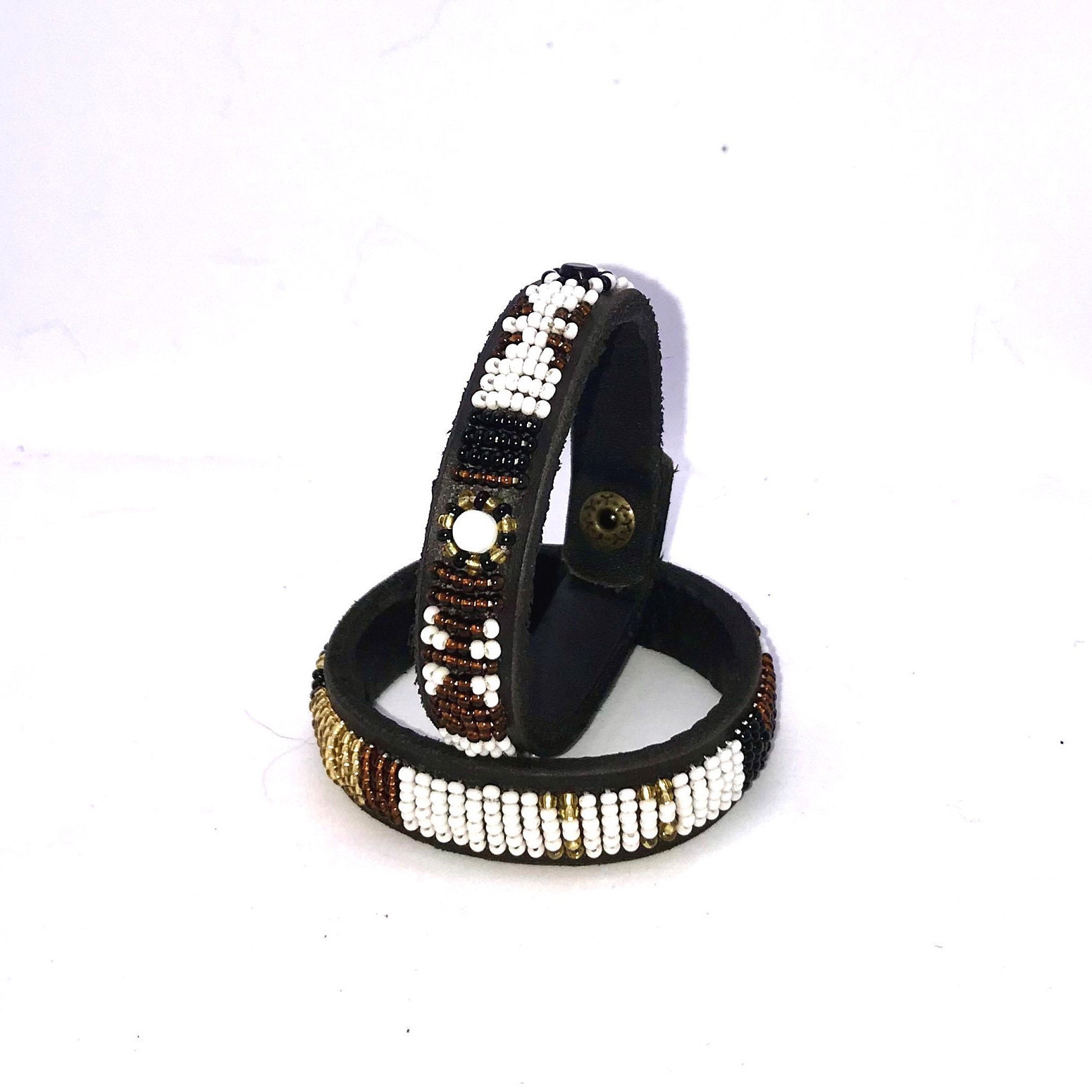 Beaded Leather Wrist Bands From the Kenyan Maasai. Tracked Delivery ...