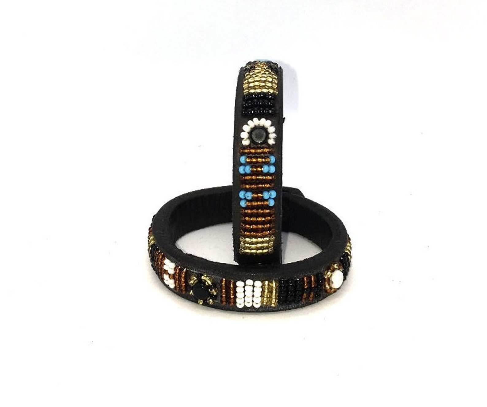 Beaded Leather Wrist Bands From the Kenyan Maasai. Tracked Delivery ...