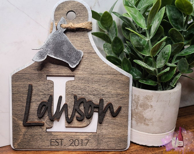 Personalized Cow Tag, Decorative Board, Cow Decor, Personalized Cow ...