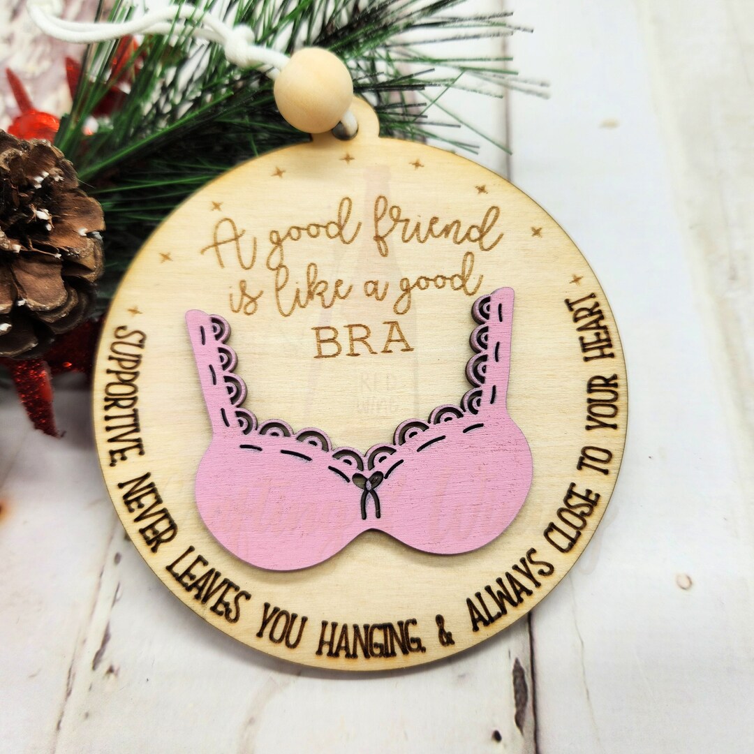 Funny Friend Wooden Ornament, Bra Humor Gift - Etsy
