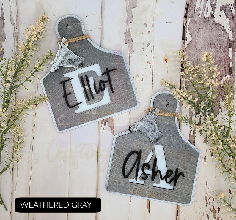 Large Personalized Cow Tag Decorative Board Cow Decor - Etsy