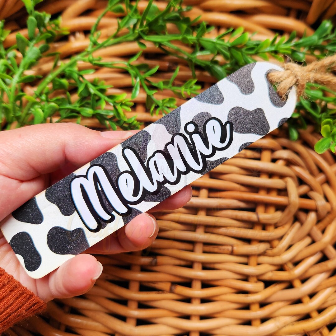 Personalized Cow Pattern Bookmark - Etsy