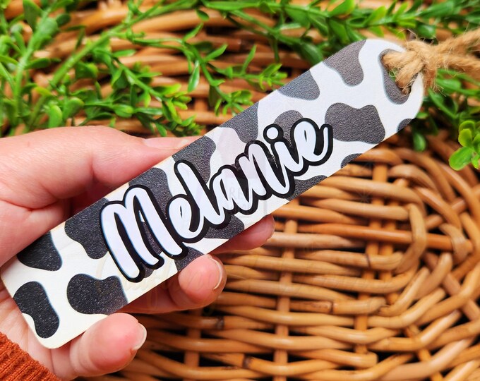 Personalized Cow Pattern Bookmark - Etsy