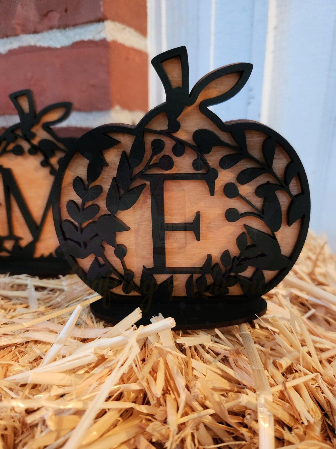 Wooden Initial Pumpkin, Fall Mantel Decor, Laser Cut Letter Pumpkin - Etsy