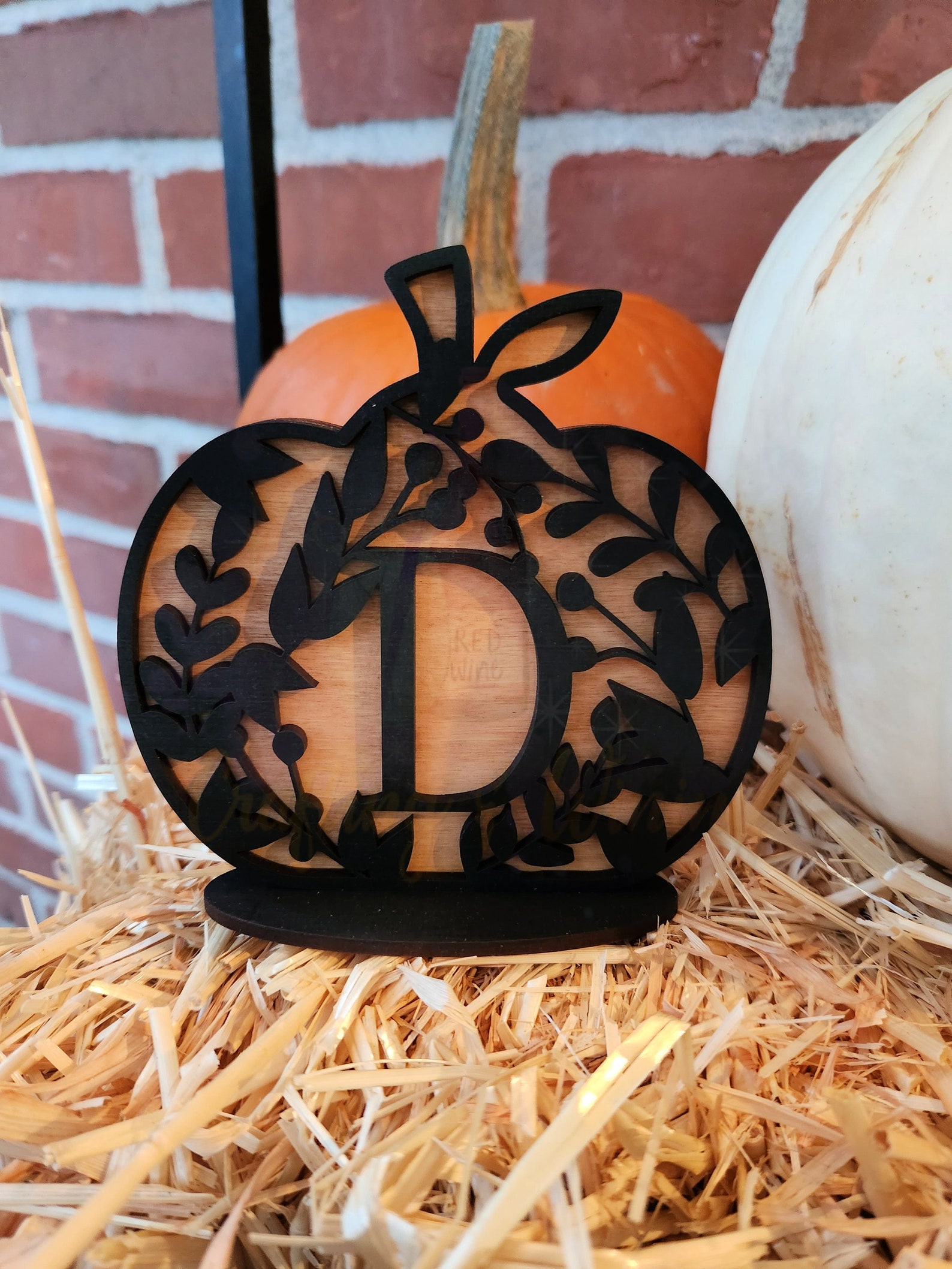 Wooden Initial Pumpkin, Fall Mantel Decor, Laser Cut Letter Pumpkin - Etsy