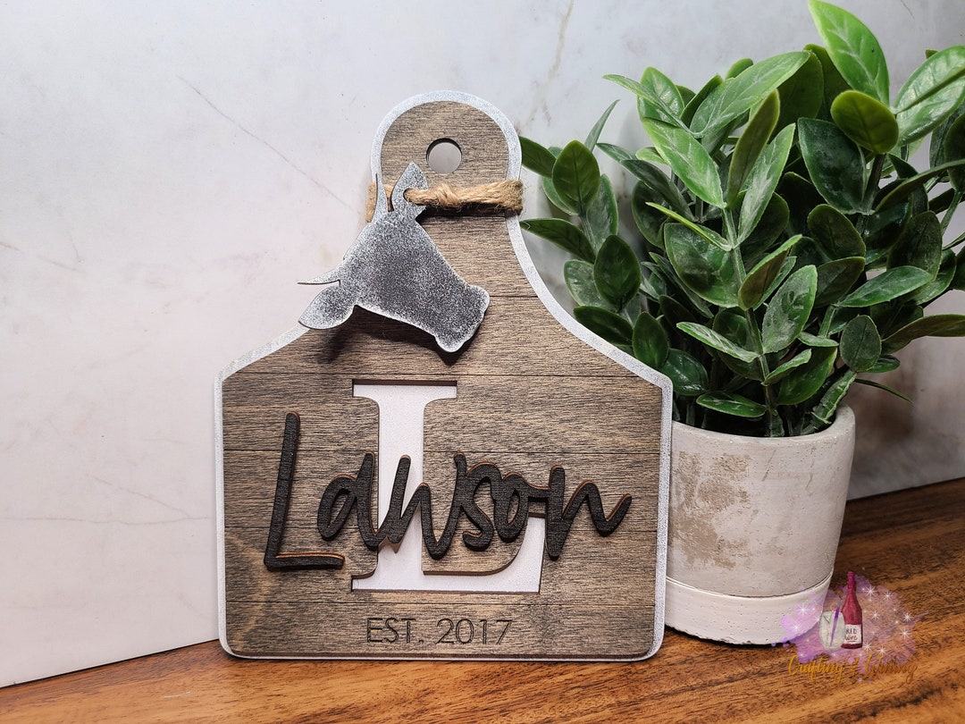 Personalized Cow Tag, Decorative Board, Cow Decor, Personalized Cow ...