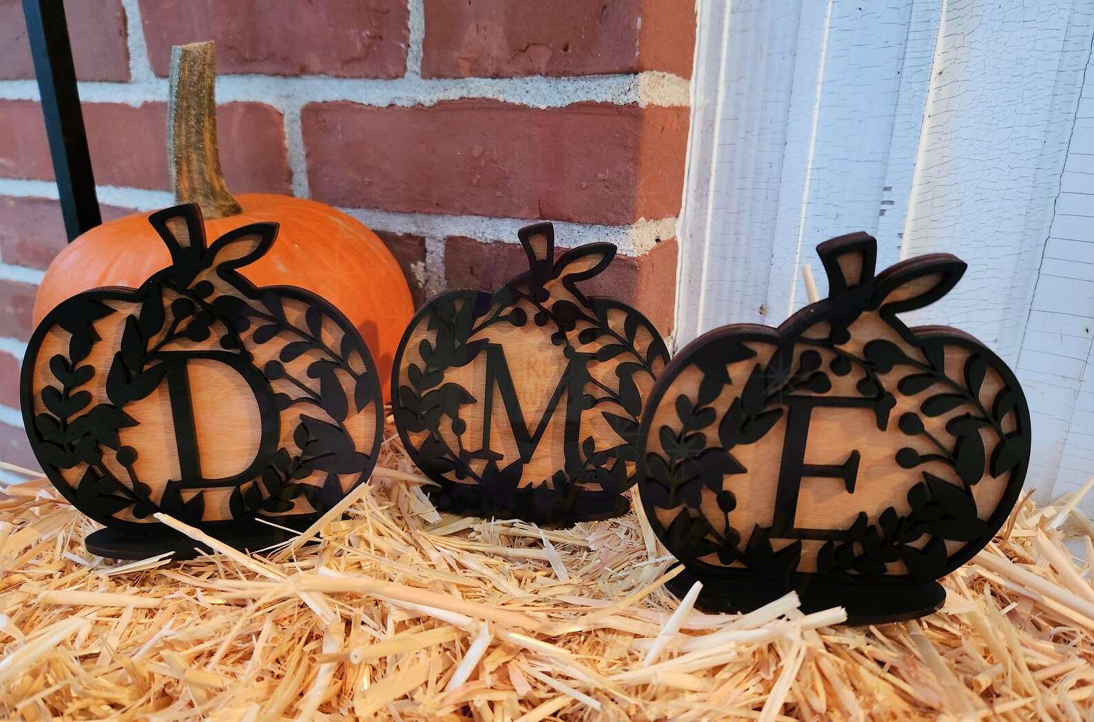 Wooden Initial Pumpkin, Fall Mantel Decor, Laser Cut Letter Pumpkin - Etsy