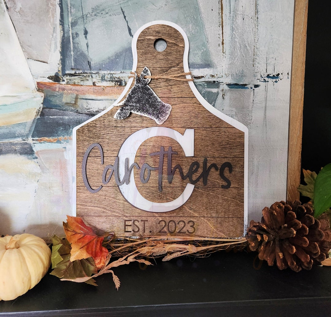 Large Personalized Cow Tag, Decorative Board, Cow Decor, Personalized ...
