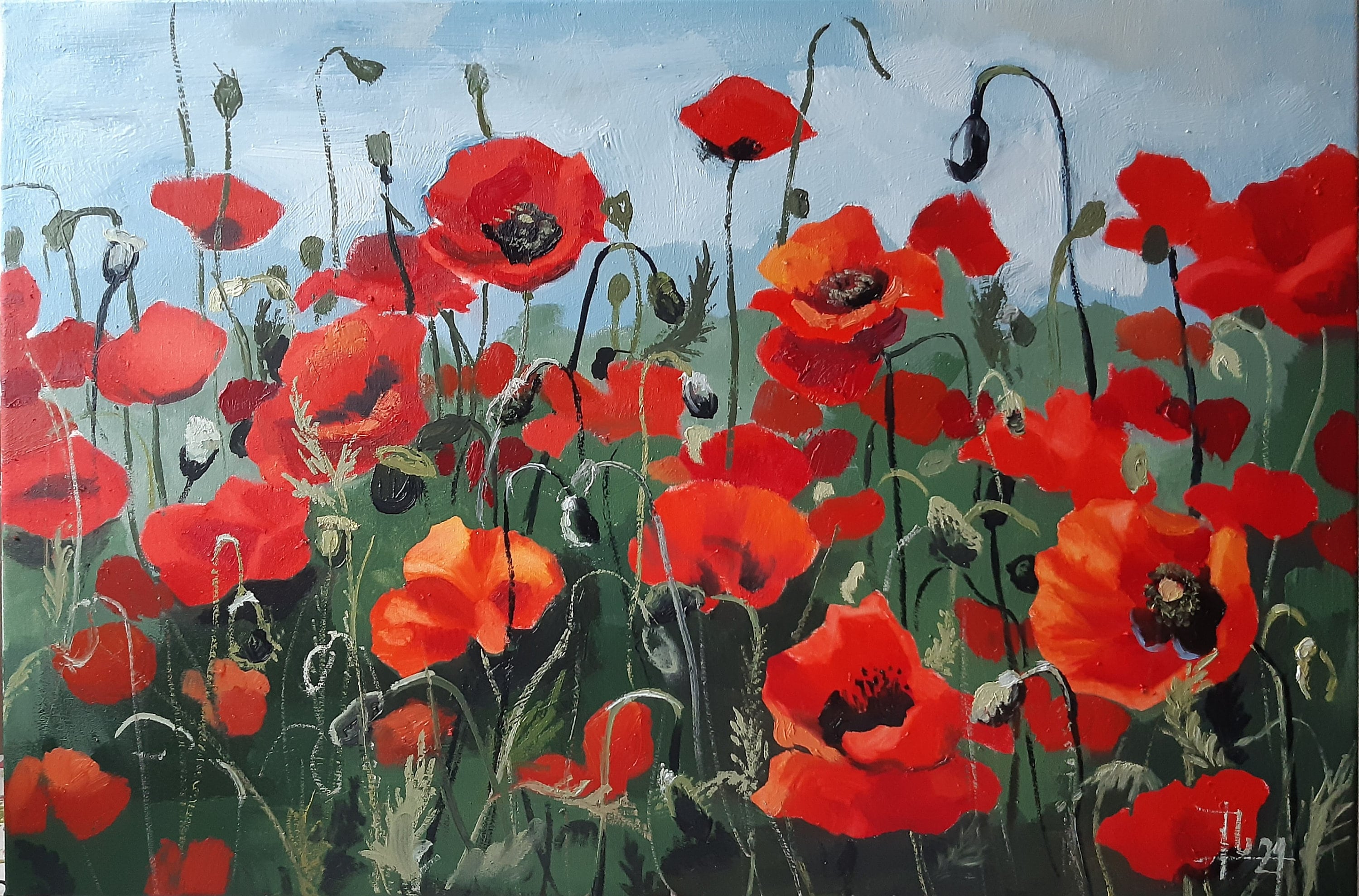 Red poppies wall art original oil painting on canvas | Etsy Red poppies wall art original oil painting on canvas | Etsy