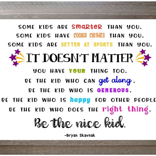 SVG File Be the Nice Kid Quote Classroom Decor Teacher - Etsy
