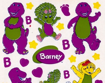 Vintage 1990s Barney the Purple Dinosaur Sticker Sheet by - Etsy