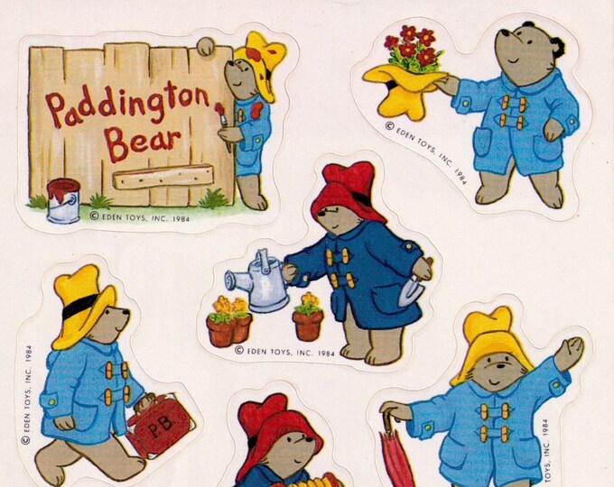 Vintage 1980s 90s Hallmark Sticker Sheet, Paddington Bear, Reading Book ...