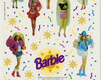 Vintage 1980s 1990s Barbie Doll Sticker Sheet by Hallmark/mattel ...