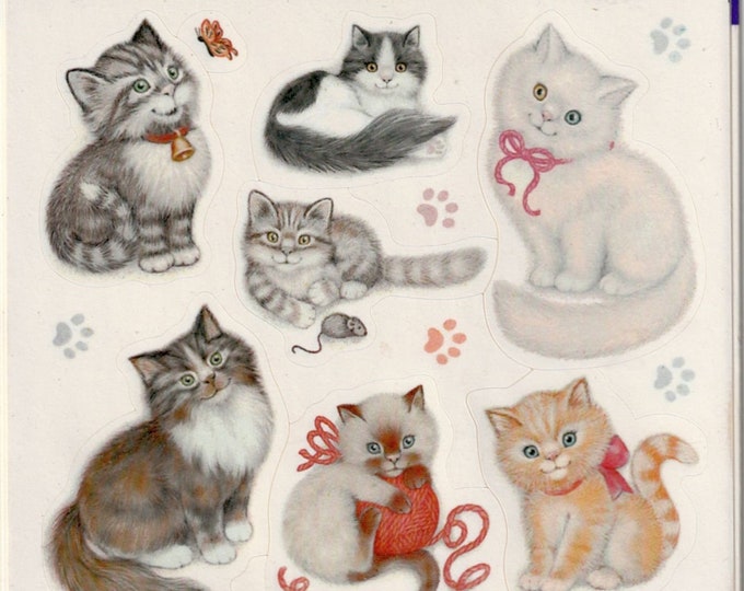 Vintage 1980s 1990s 2000s Hallmark Cats and Kittens Being Cute Sticker ...