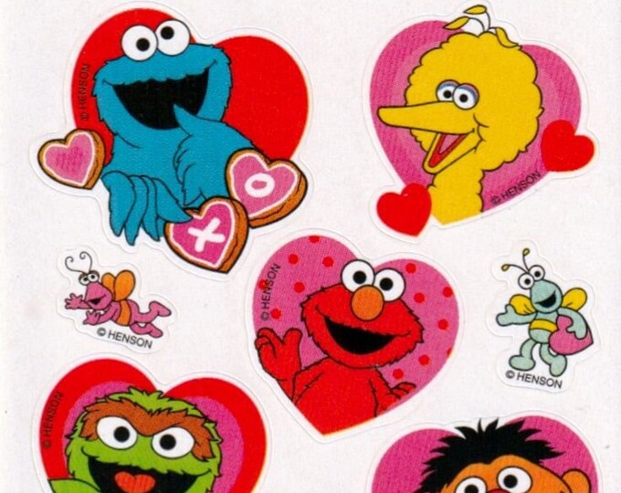 Vintage 2001 Sesame Street Sticker Sheet of Elmo, Cookie, Bert, Ernie ...