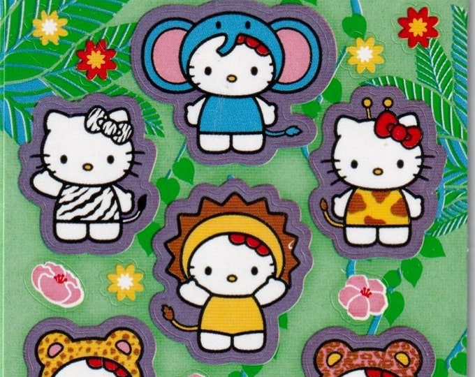 Vintage 1990s 2000s Hello Kitty Sticker Sheet, in Animal Costumes, Zoo ...
