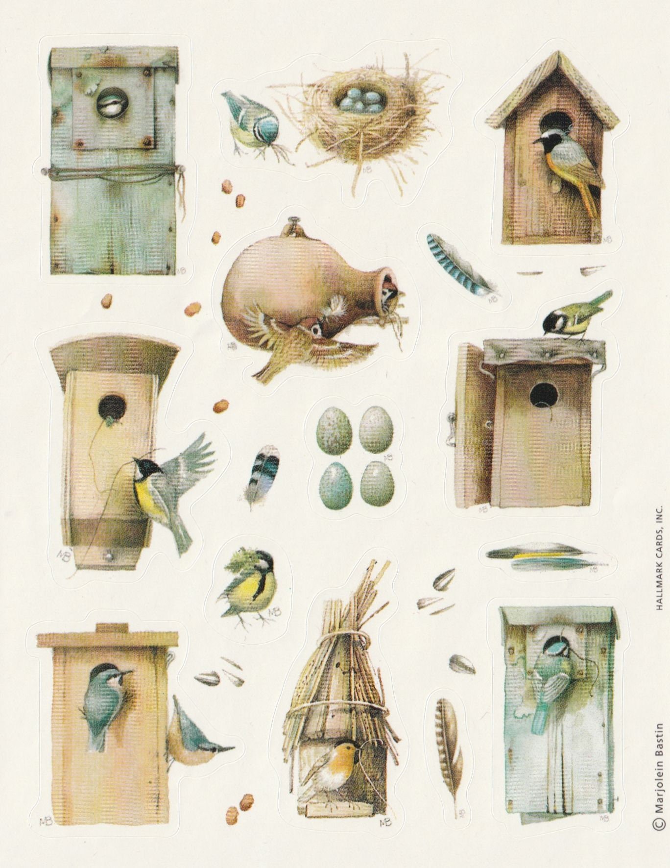 Vintage 1980s 1990s 2000s Hallmark Bird Houses, Roses/flowers Sticker ...