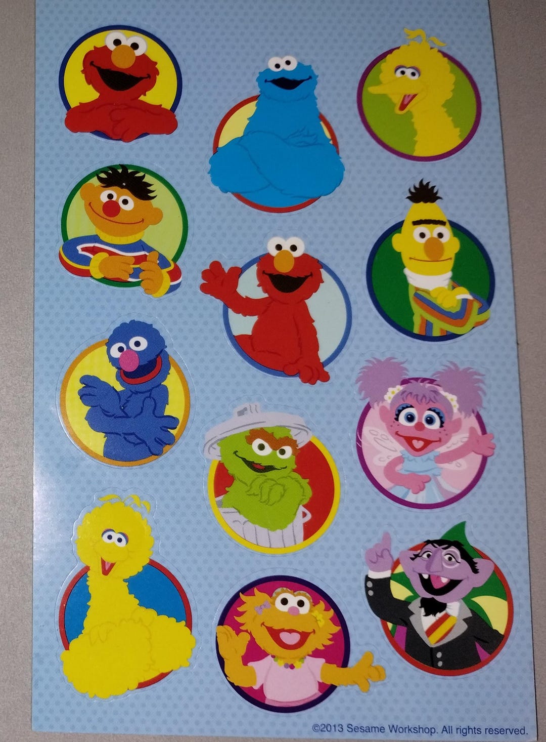 2013 Sesame Street Sticker Sheet, Cookie Monster, Elmo, Oscar, Big Bird ...