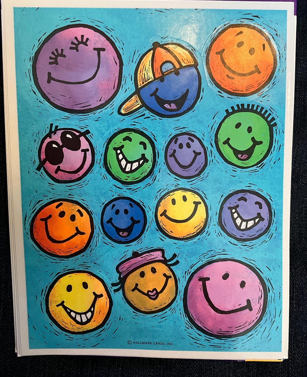 Vintage 1980s 1990s Hallmark Sticker Sheet, Blue Background With ...