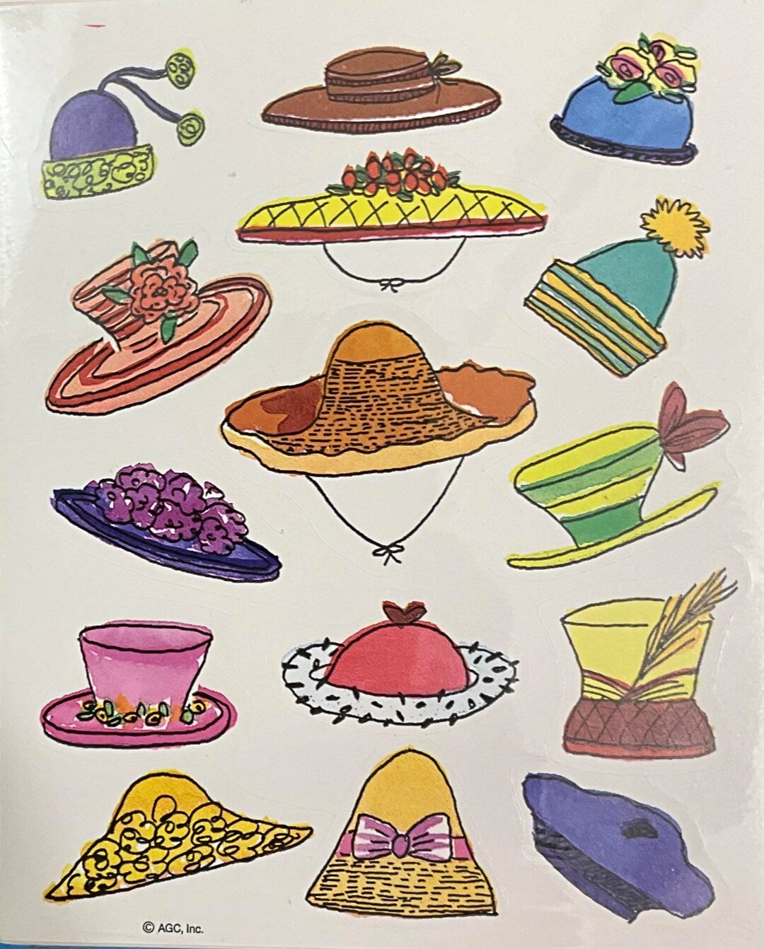 1980s 1990s Vintage American Greetings Hats Sticker Sheet, Police, Men's Women's, Fancy, Add a ...