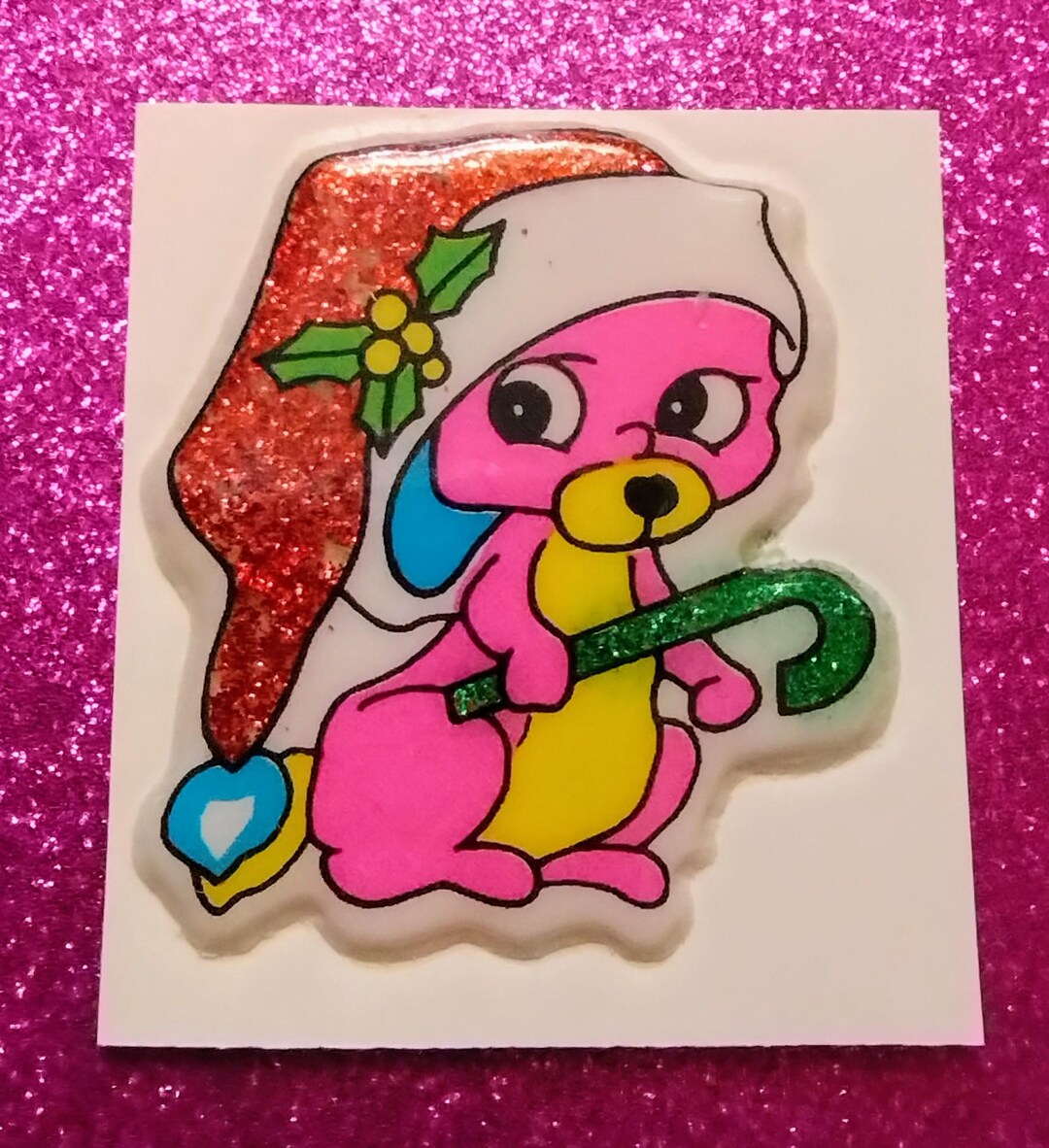1980s 1990s 2000s Vintage Sparkly Christmas Santa Claus Puppy Dog ...