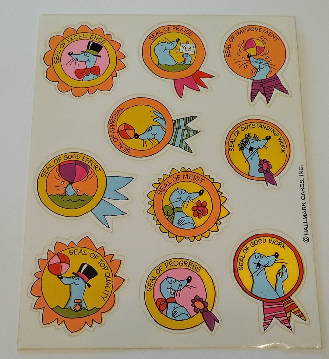 Vintage 1980s 1990s 2000s Sticker Sheet, Hallmark "seals" of Approval ...