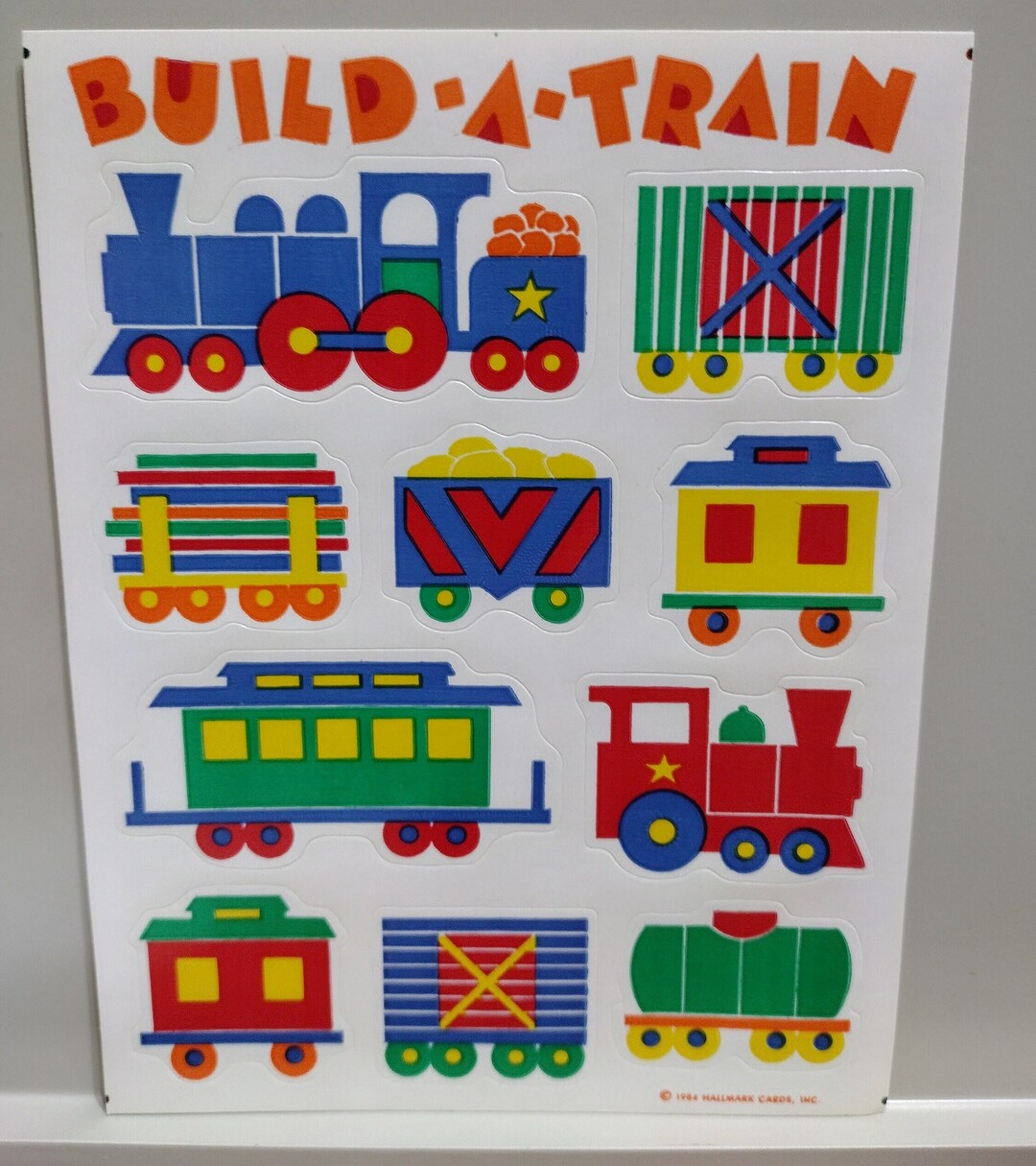 Vintage 1980s 1990s 2000s Hallmark Sticker Sheet: Build A Train - Cute ...