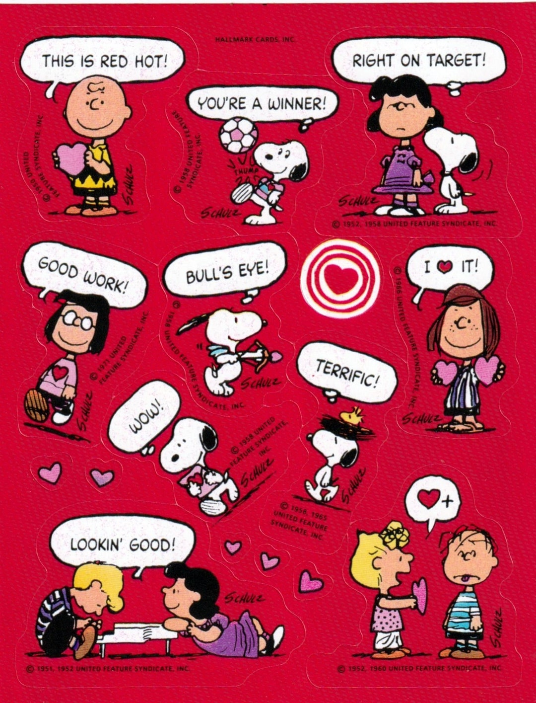 Vintage 1980s 90s Sticker Sheet: Hallmark Peanuts, Charlie Brown ...